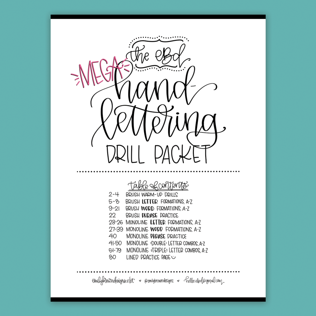 Hand Lettering Drill Packets (Digital Download Only) – Emily Brown Designs